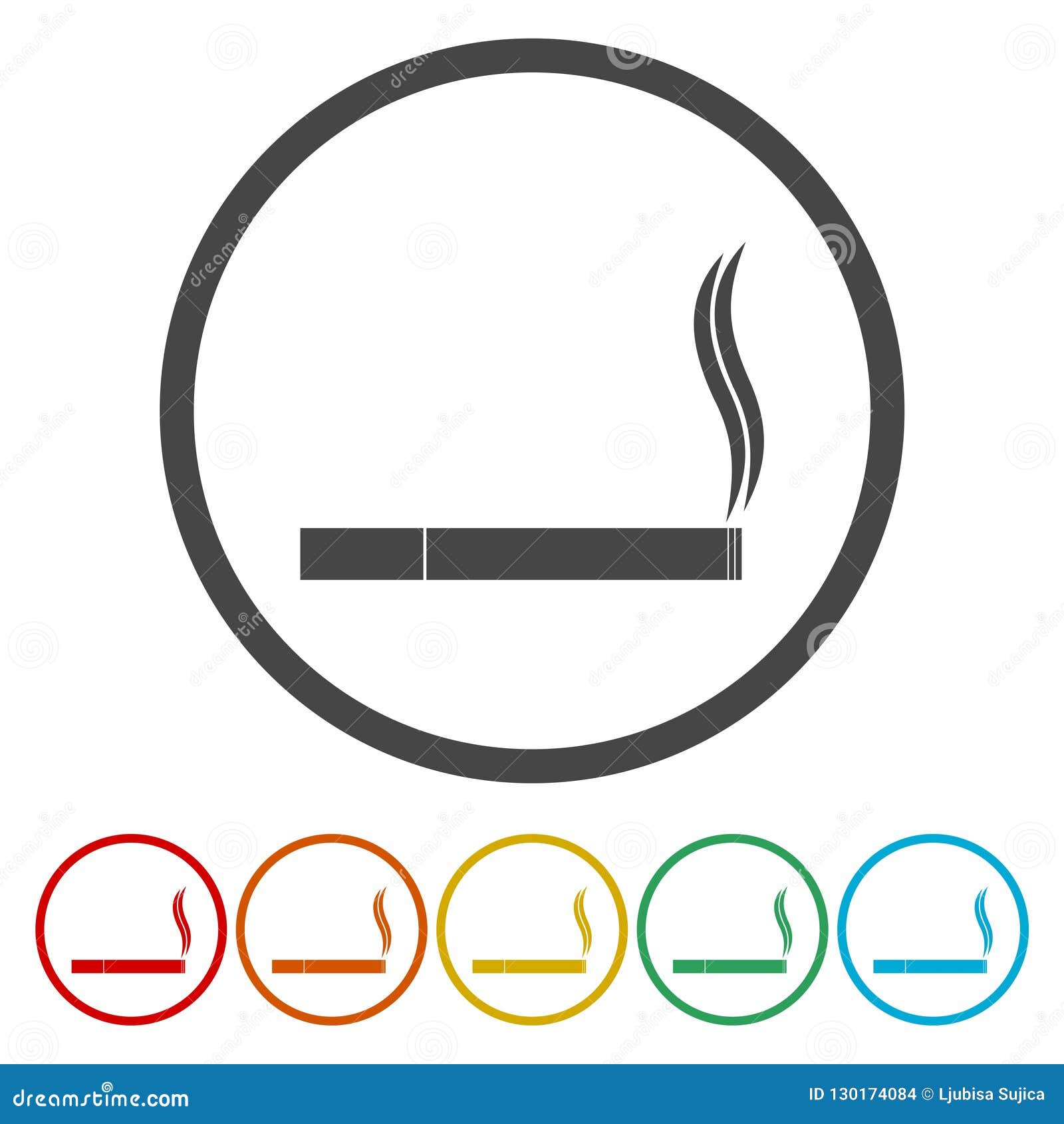 Cigarette Icon. Flat Design, Linear and Color Styles Stock Vector ...