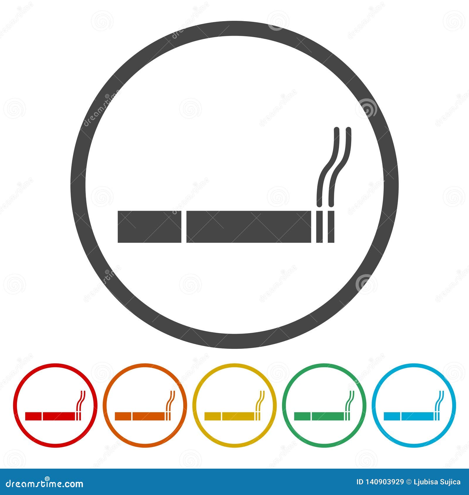 Cigarette Icon - Vector Sticker Set Stock Vector - Illustration of ...