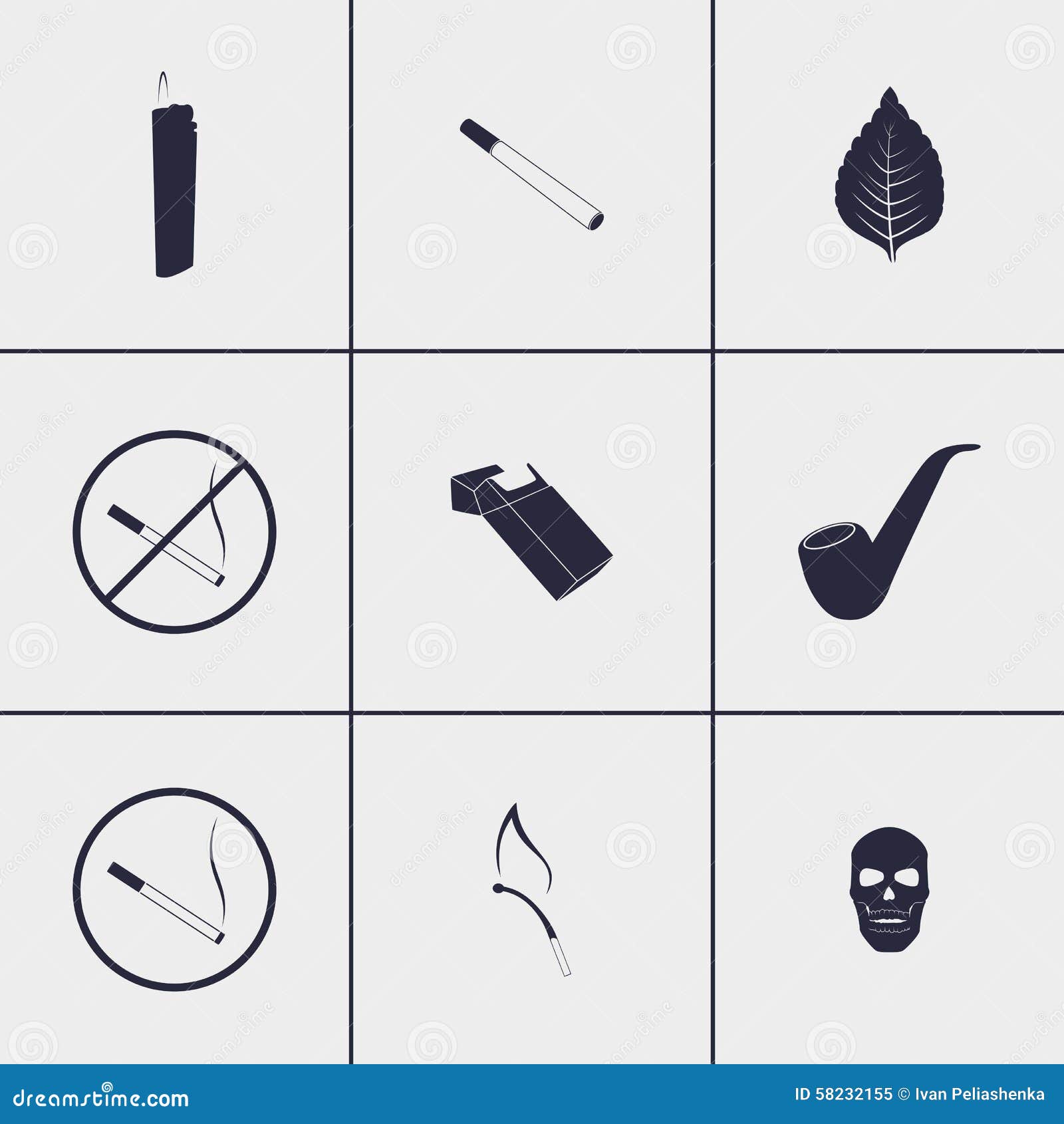 Cigarette icons stock vector. Illustration of forbidden - 58232155