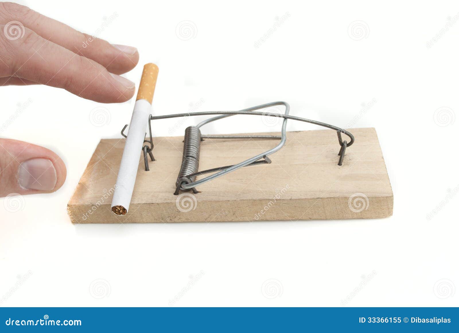Cigarette in mousetrap. stock image. Image of trap, hand - 33366155