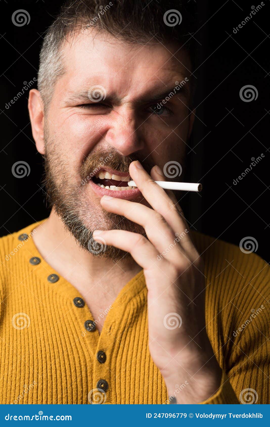 Cigarette Nicotine Addiction. Man Smoking Cigarette. Smoking Addiction ...
