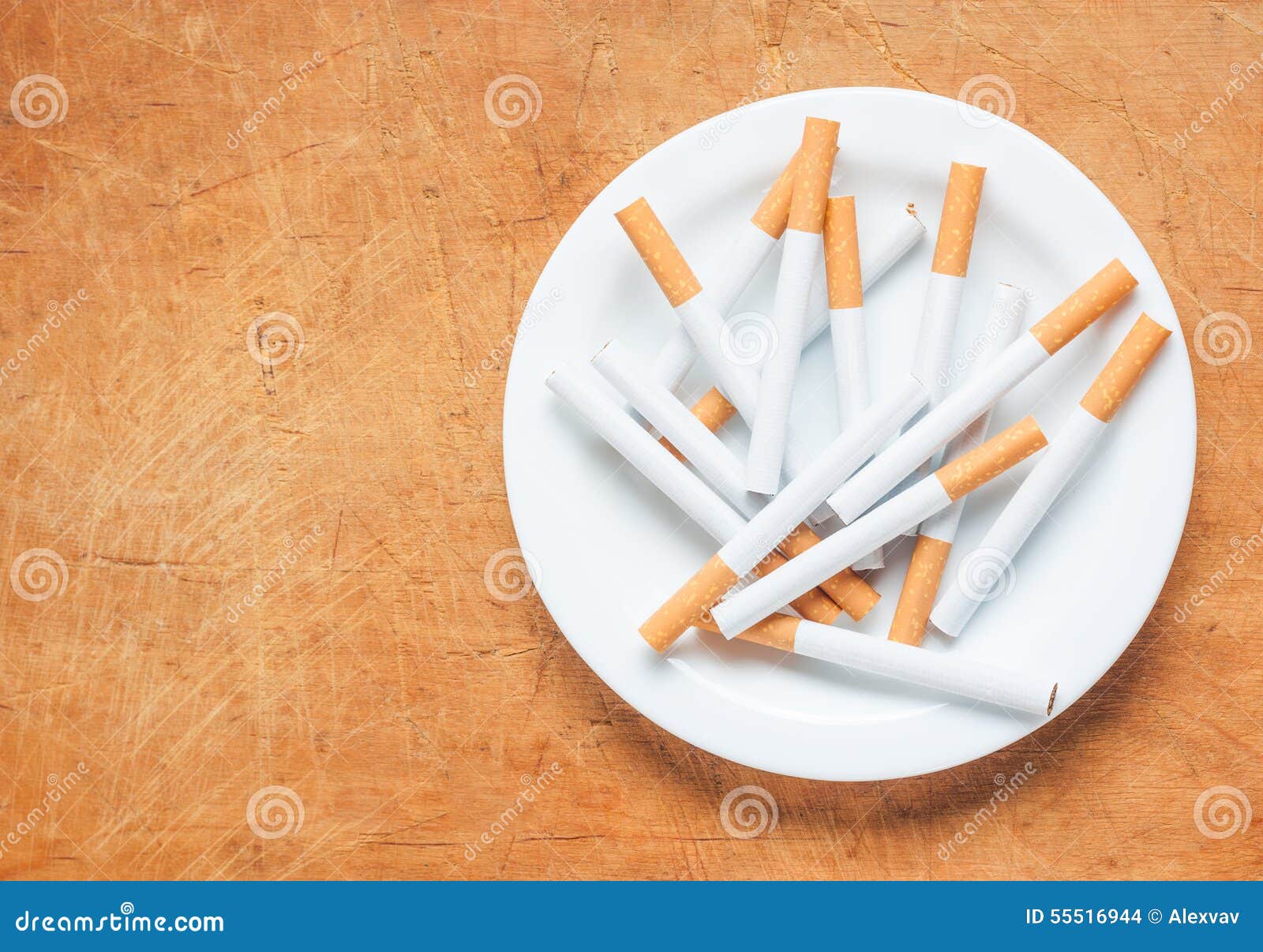 Cigarette on a Plate Top View Stock Photo - Image of deadly ...