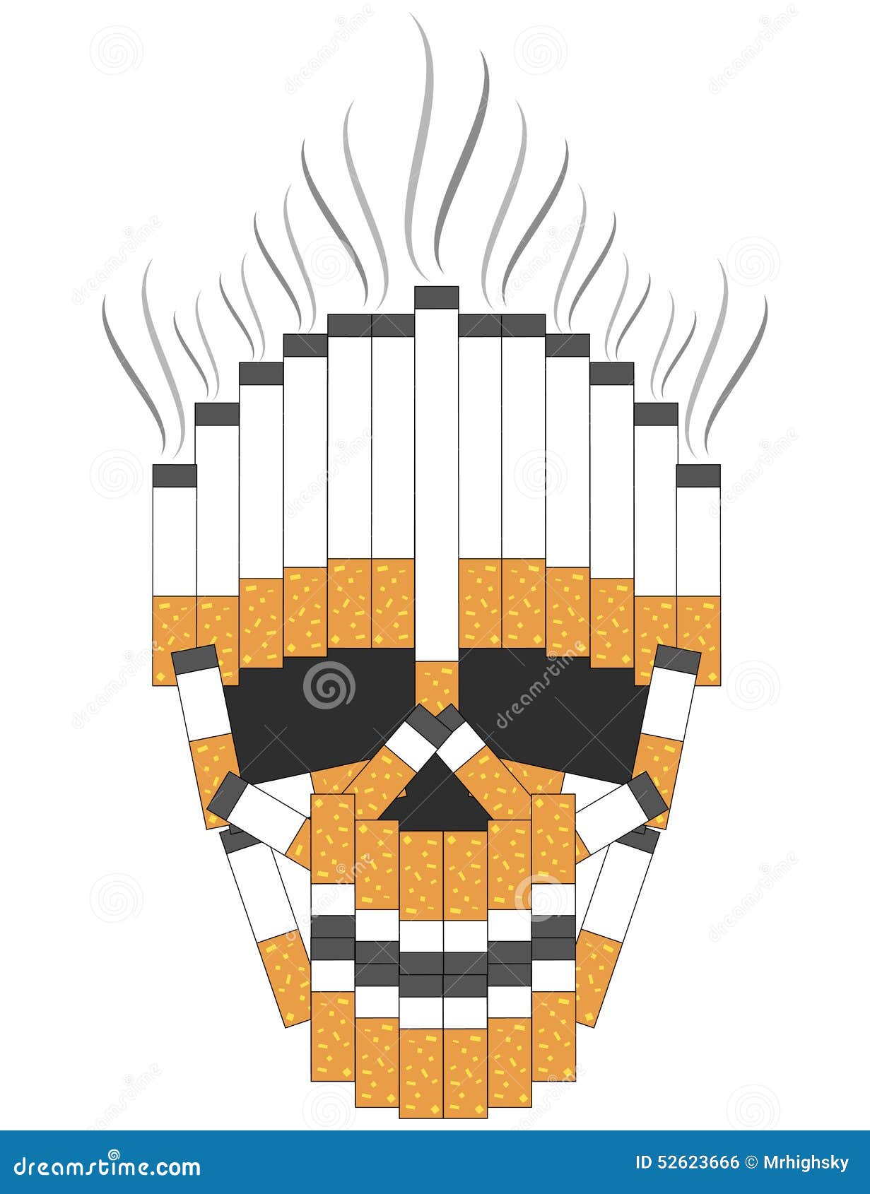 Cigarette Skull stock vector. Illustration of smoke, tobacco - 52623666