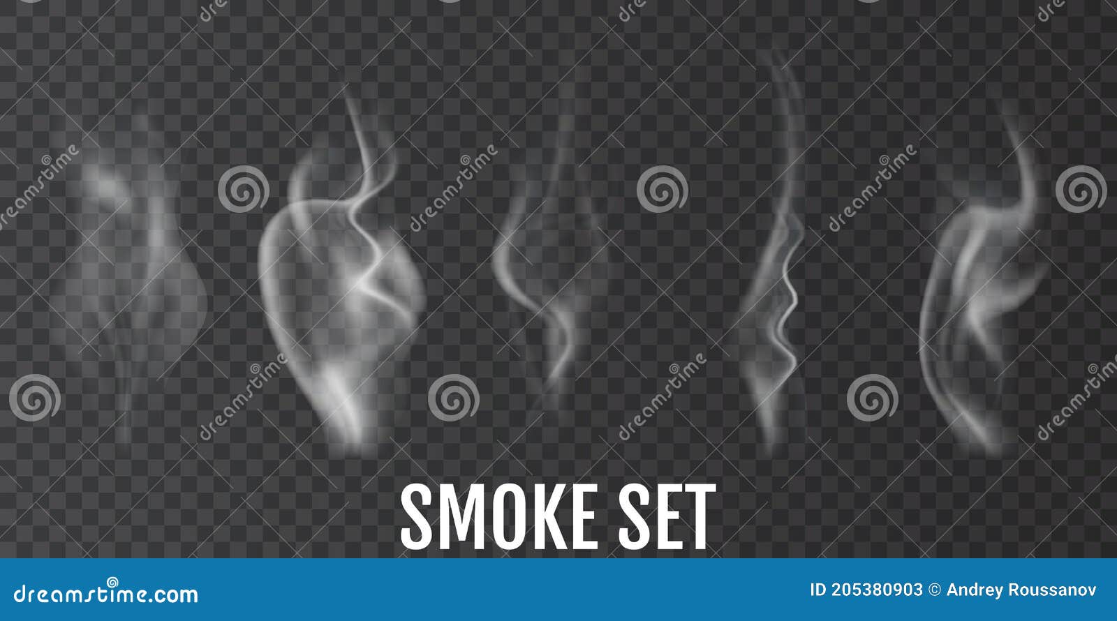 Cigarette Smoke. Set of Realistic Smoke Stock Vector - Illustration of ...