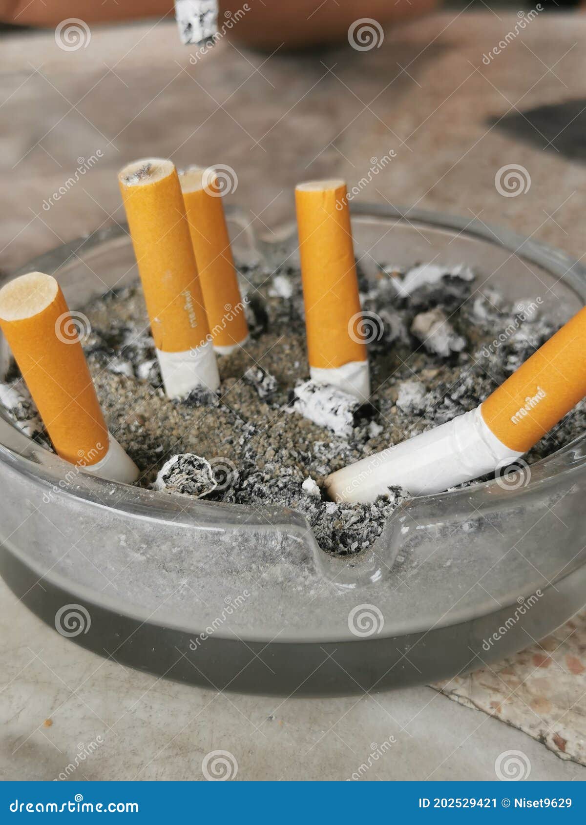 The Cigarette Was Dropped after Smoking. Stock Image - Image of yellow ...