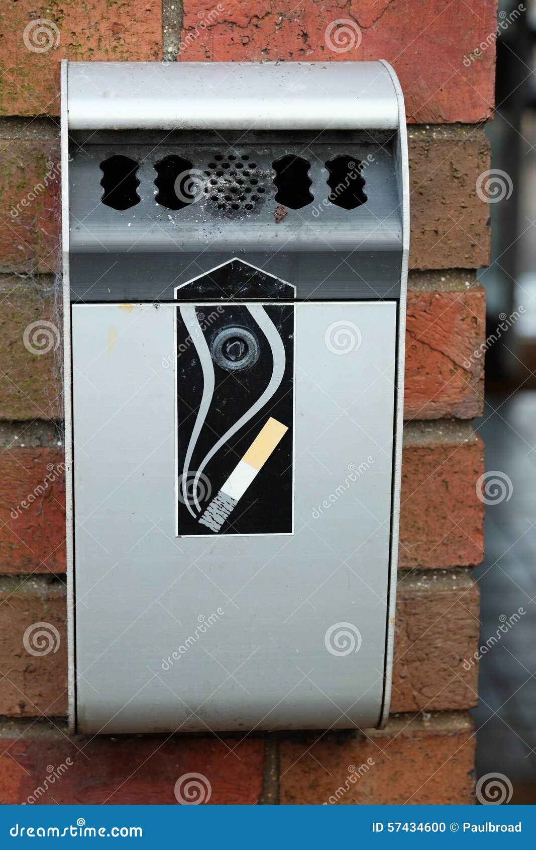 Cigarette Waste Box on Wall. Stock Photo - Image of wall, house: 57434600