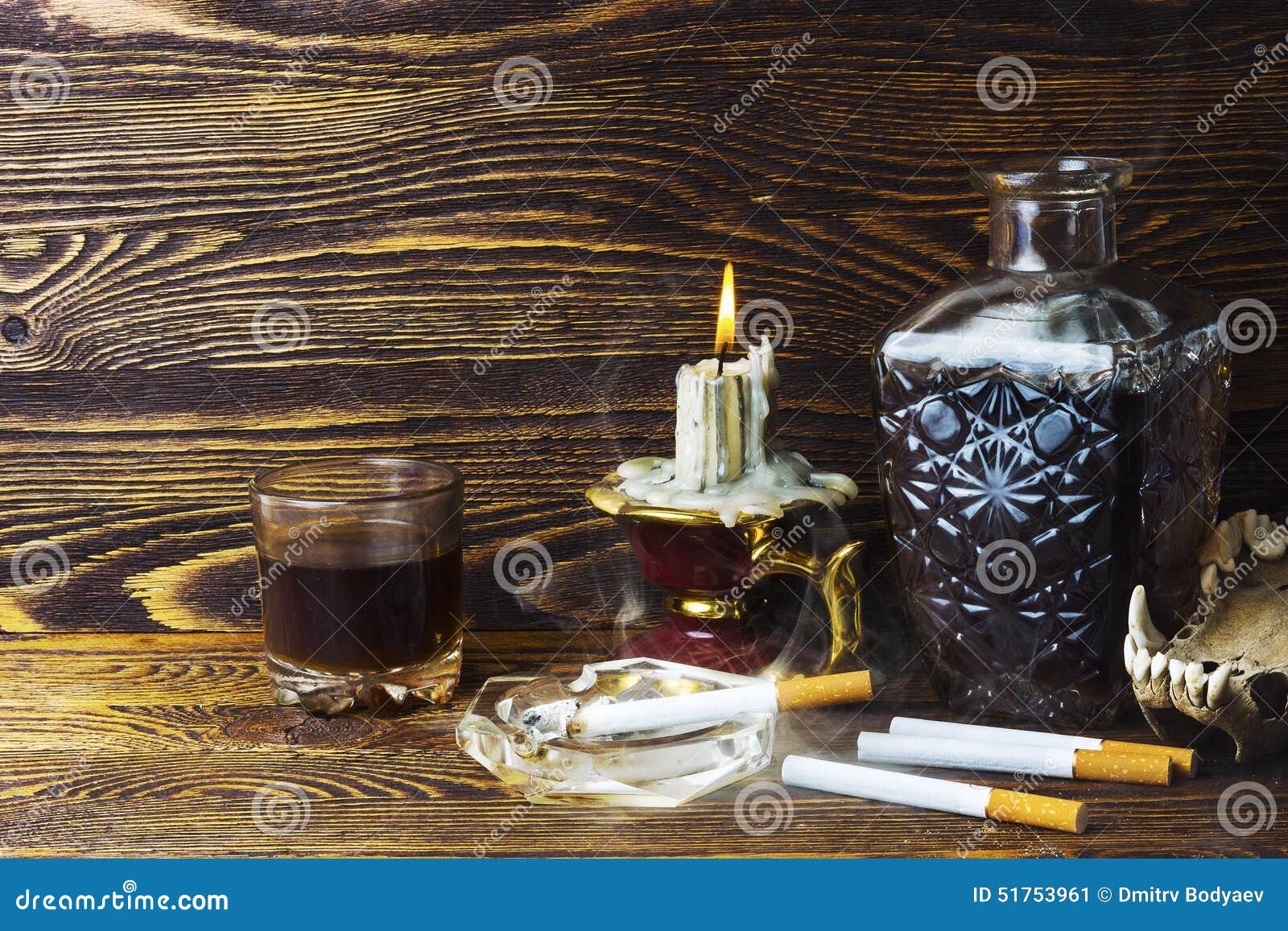 Cigarettes and Alcohol Candle Stock Image - Image of drinks, hard: 51753961