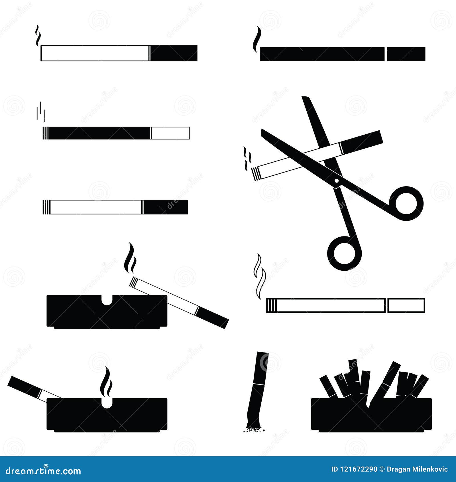 Cigarettes and Ashtrays Vector Stock Vector - Illustration of crop ...