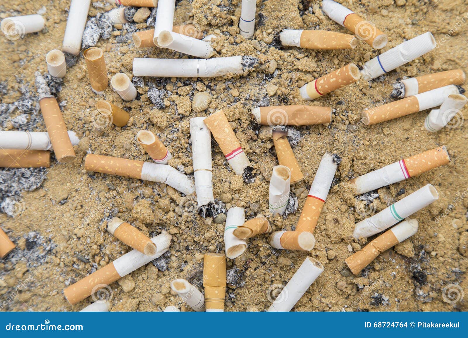 Cigarettes Smoked in Ashtray Sand. Stock Photo - Image of habit ...