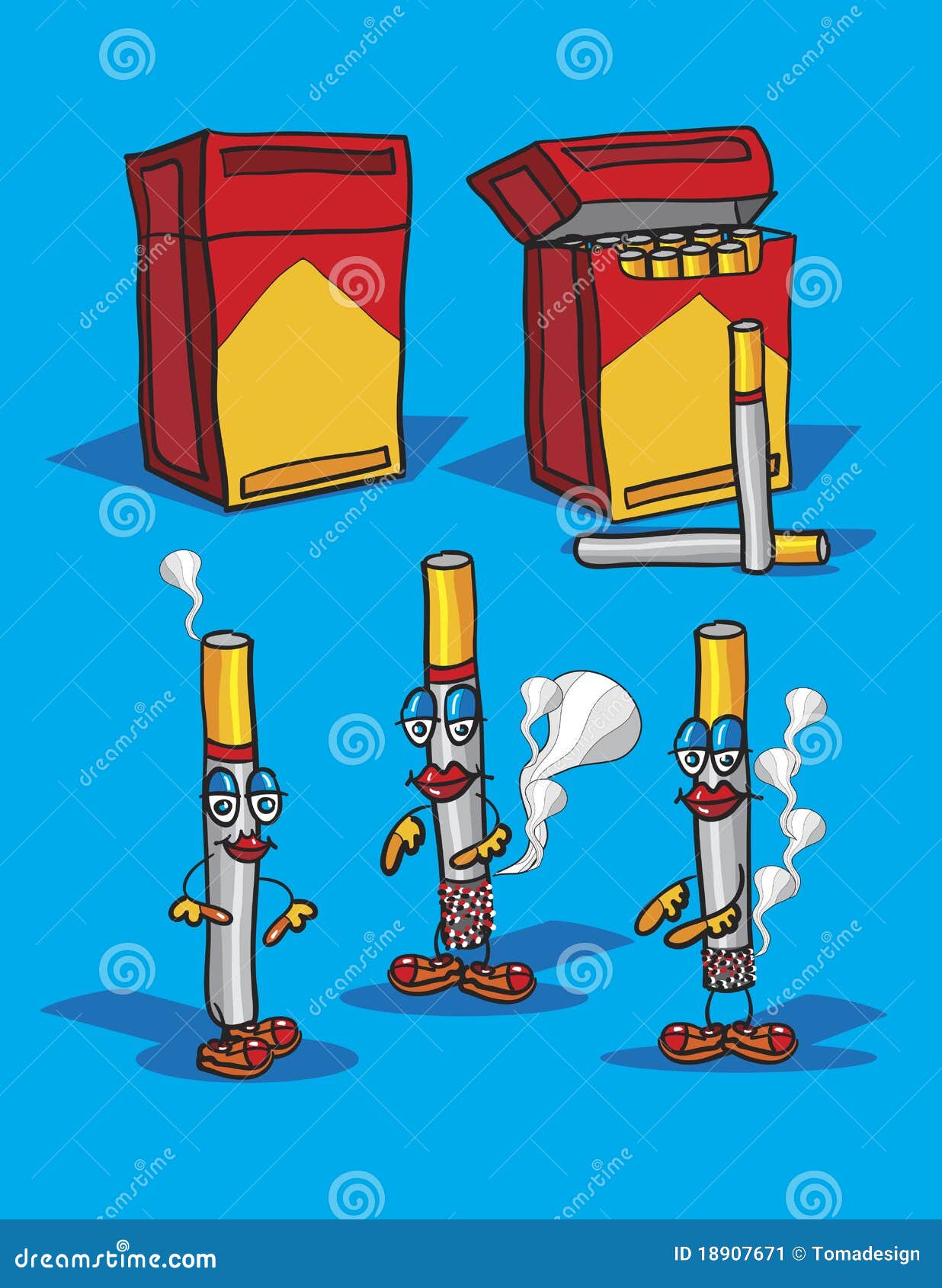 Cigarettes cartoon stock vector. Illustration of line - 18907671