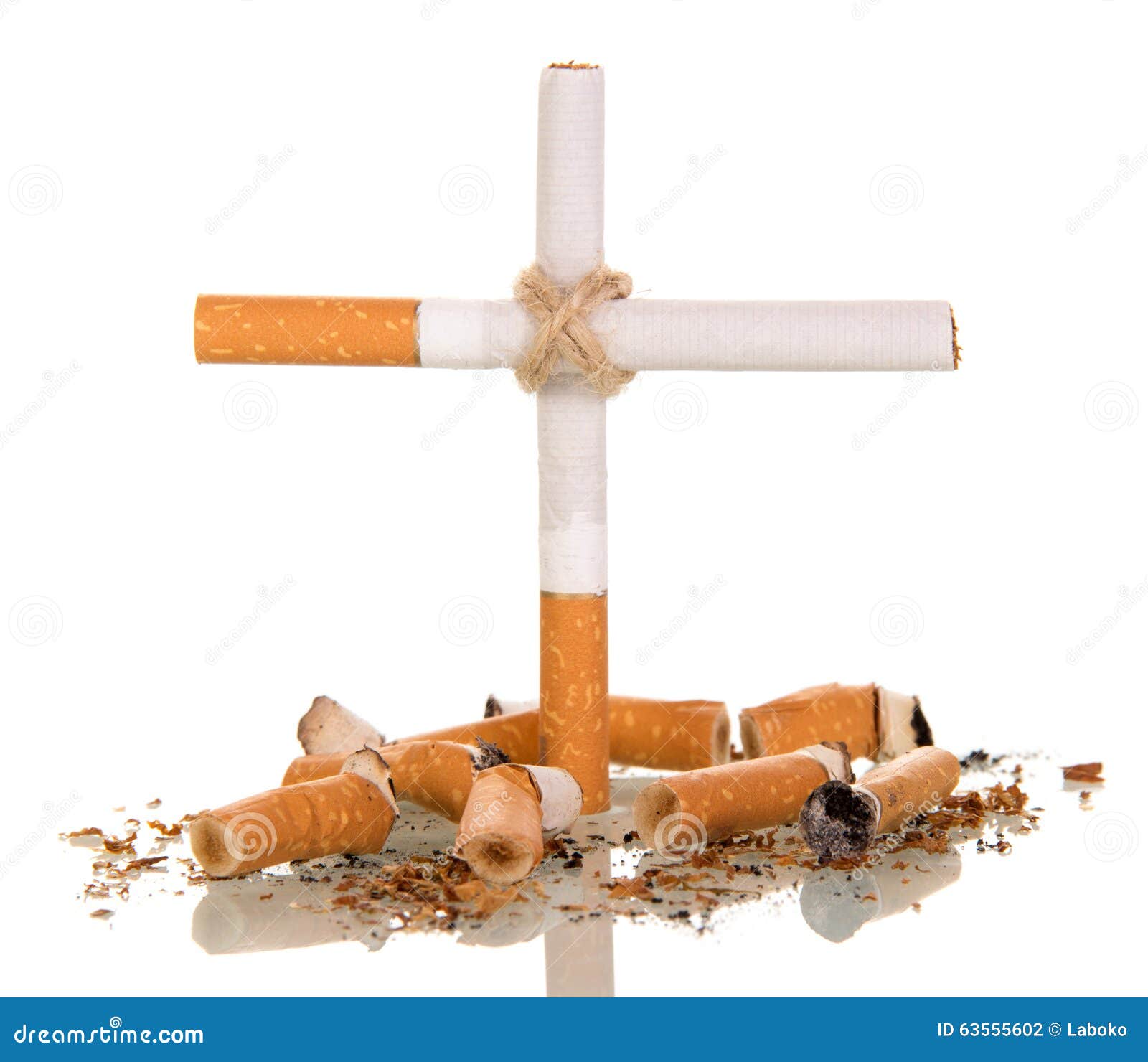 Two Cigarettes In Cross Form Holding By Wooden Man Figure With Blurred ...