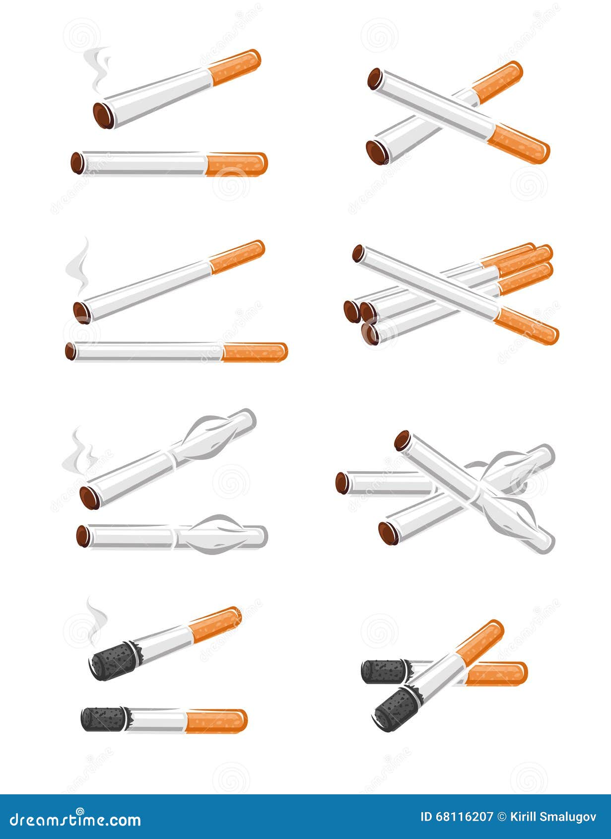 Cigarettes set. Vector stock vector. Illustration of smoke - 68116207