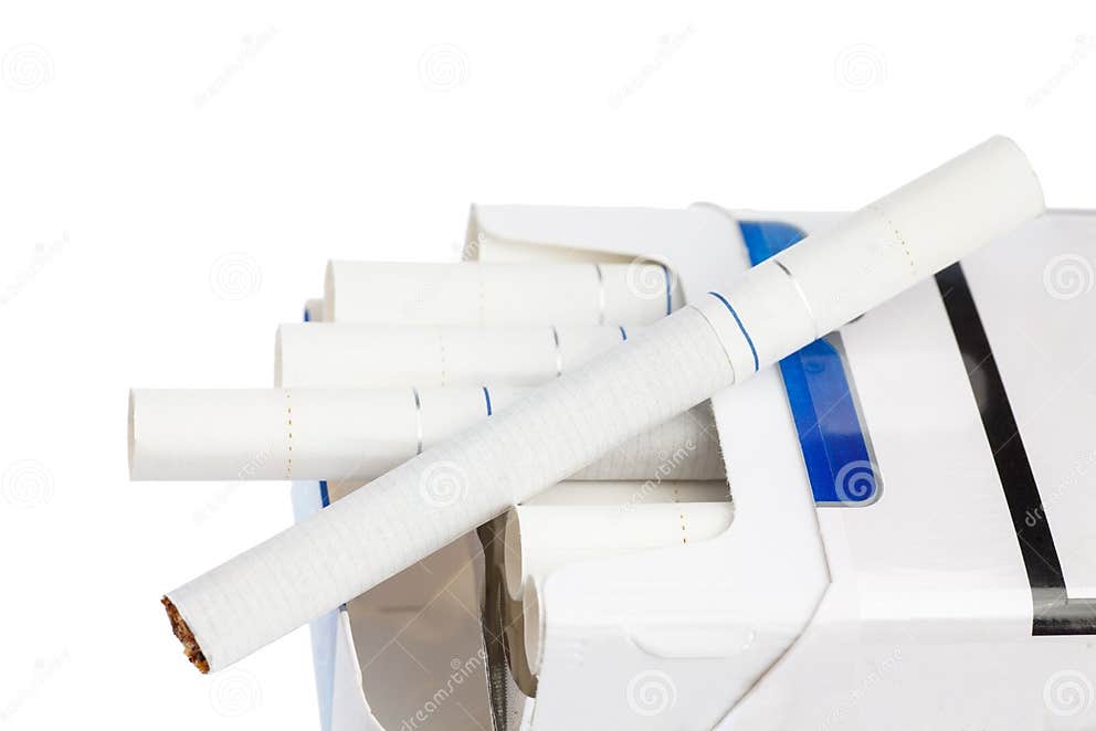 Cigarettes with White Filter in a Pack, Isolated on White Background ...