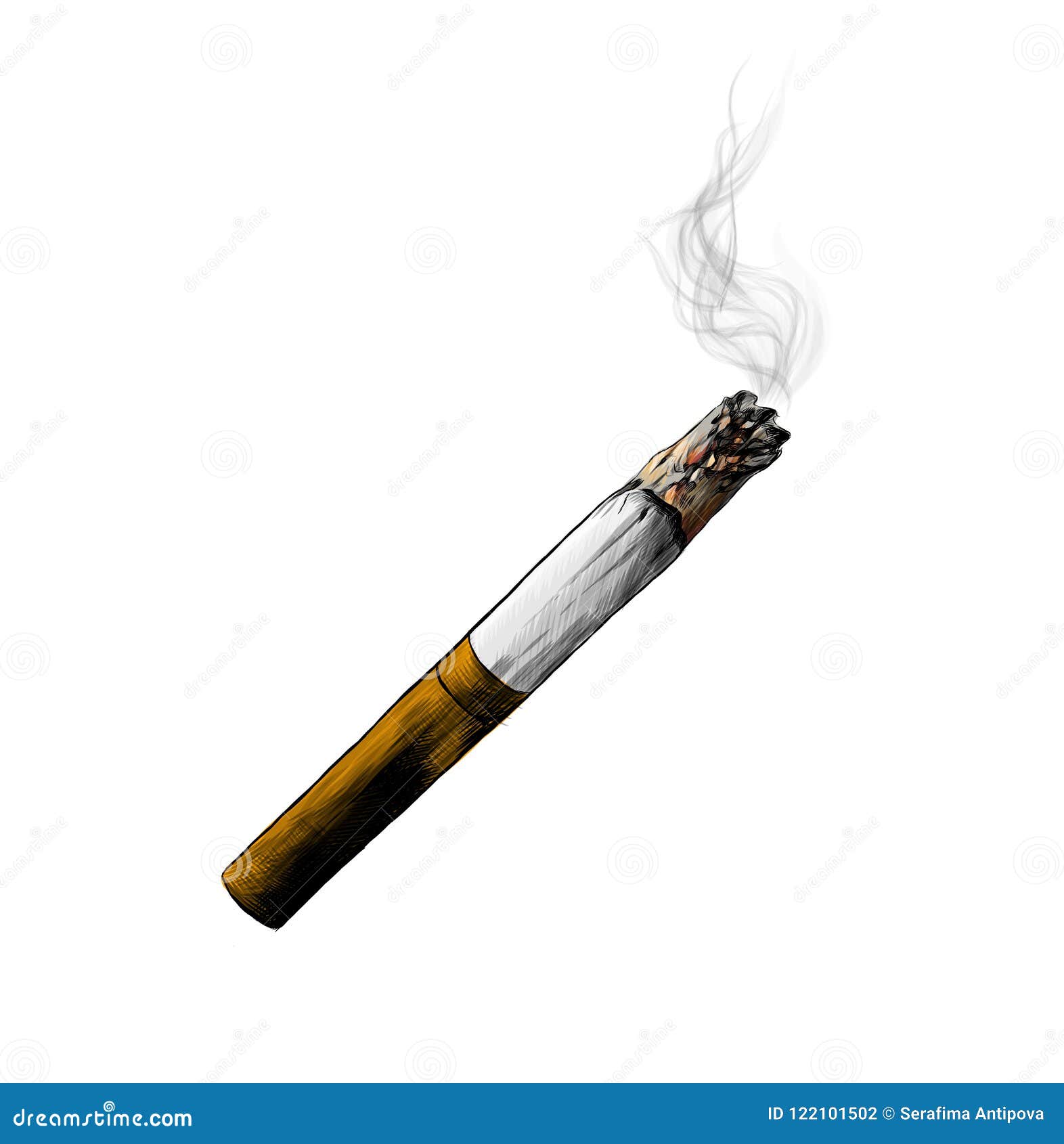 Cigarrillo Con Humo Que Arde Ilustración del Vector - Ilustración de ...