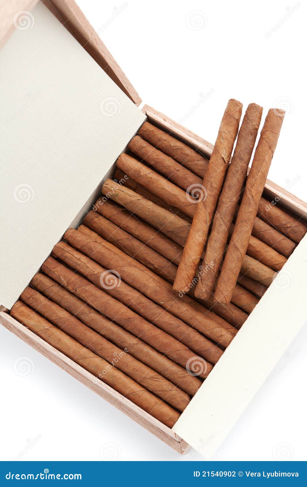 The cigars are in a box stock photo. Image of cigar, closeup - 21540902