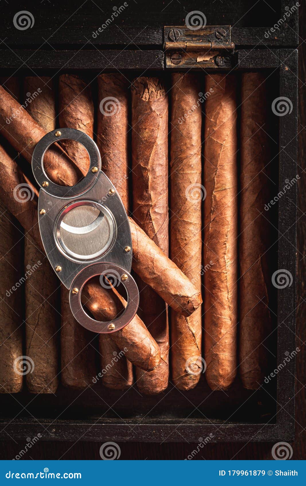 Cigars in Rustic Wooden Box Stock Image - Image of business ...
