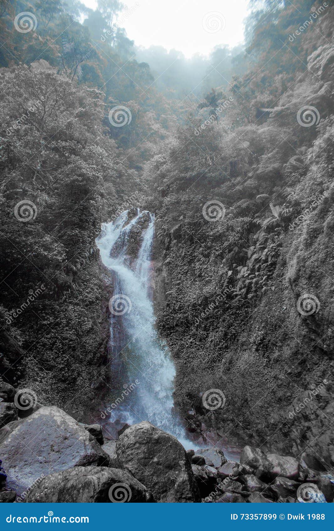 Ciherang waterfall stock image. Image of stone, waterfall - 73357899