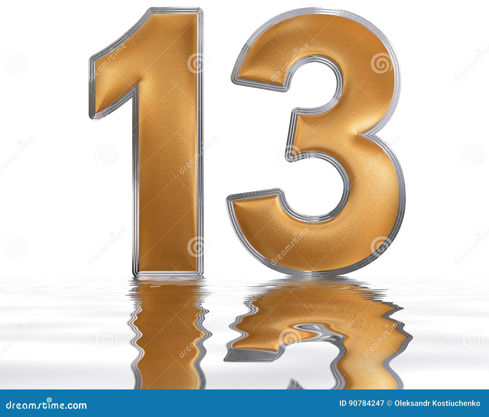 Cijfer 13, Dertien, Overdacht De Waterspiegel, O Stock Illustratie ...