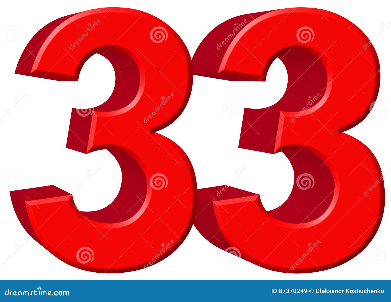 Cijfer 33, Drieëndertig, Geïsoleerd Op Witte Achtergrond, 3d Rende ...