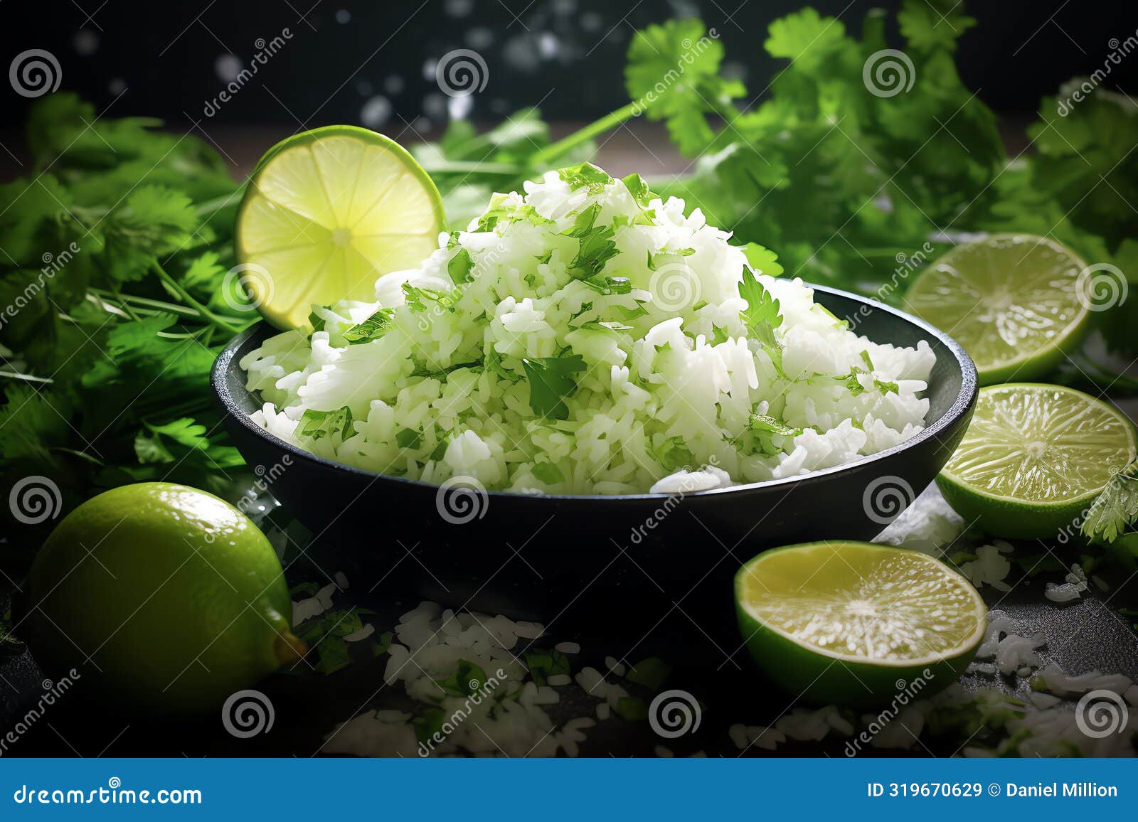 Cilantro Lime Rice Healthy Food Background Stock Photo | CartoonDealer ...