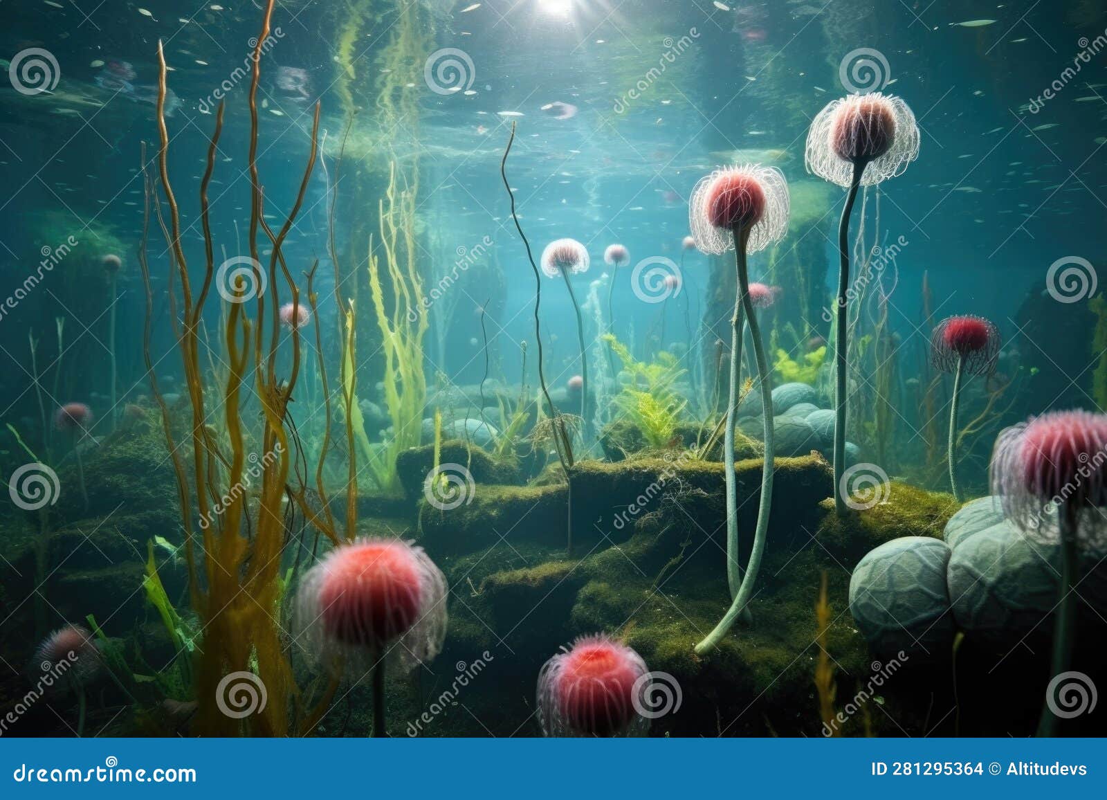 Ciliate Protozoa among Aquatic Plants in Pond Stock Illustration ...