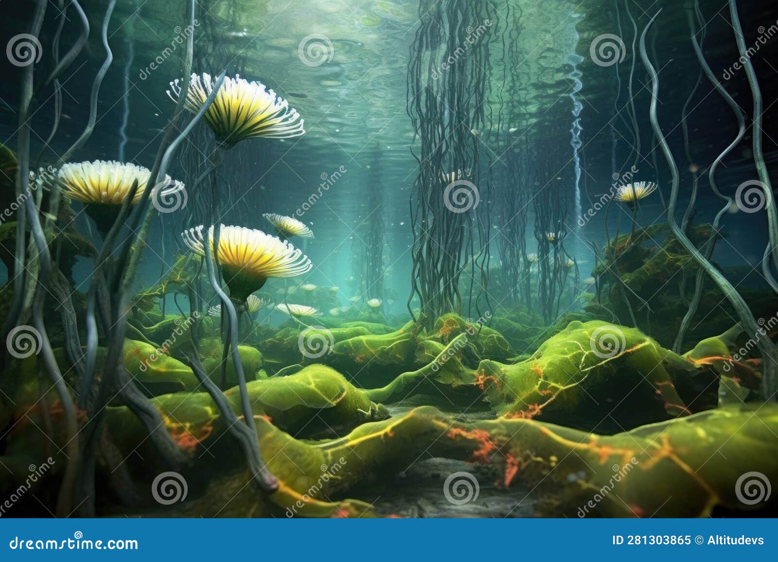 Ciliate Protozoa among Aquatic Plants in Pond Stock Illustration ...