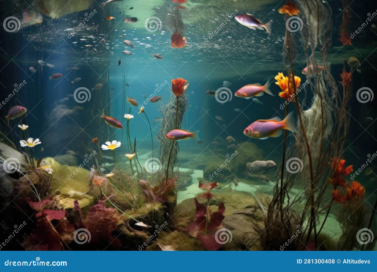 Pond Ecosystem And Life Cycle Of Fish. Sequence Of Stages Of ...