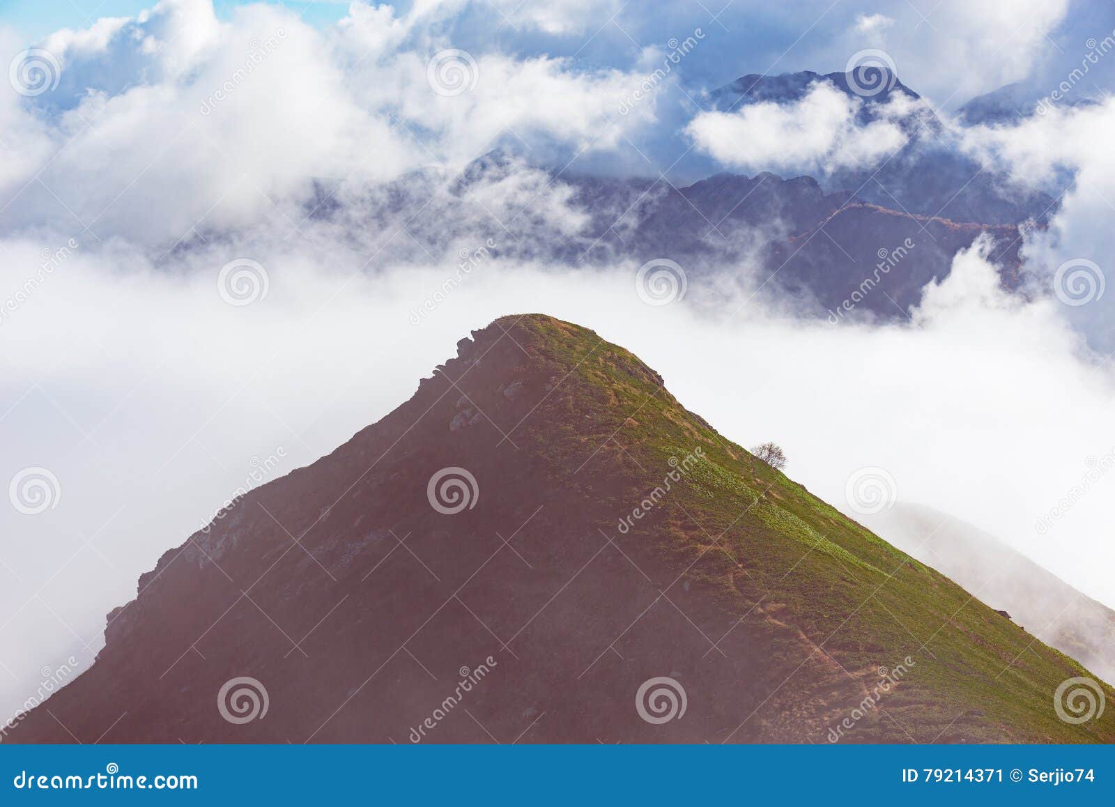 Cima Della Montagna Sopra Le Nuvole Immagine Stock - Immagine di ...