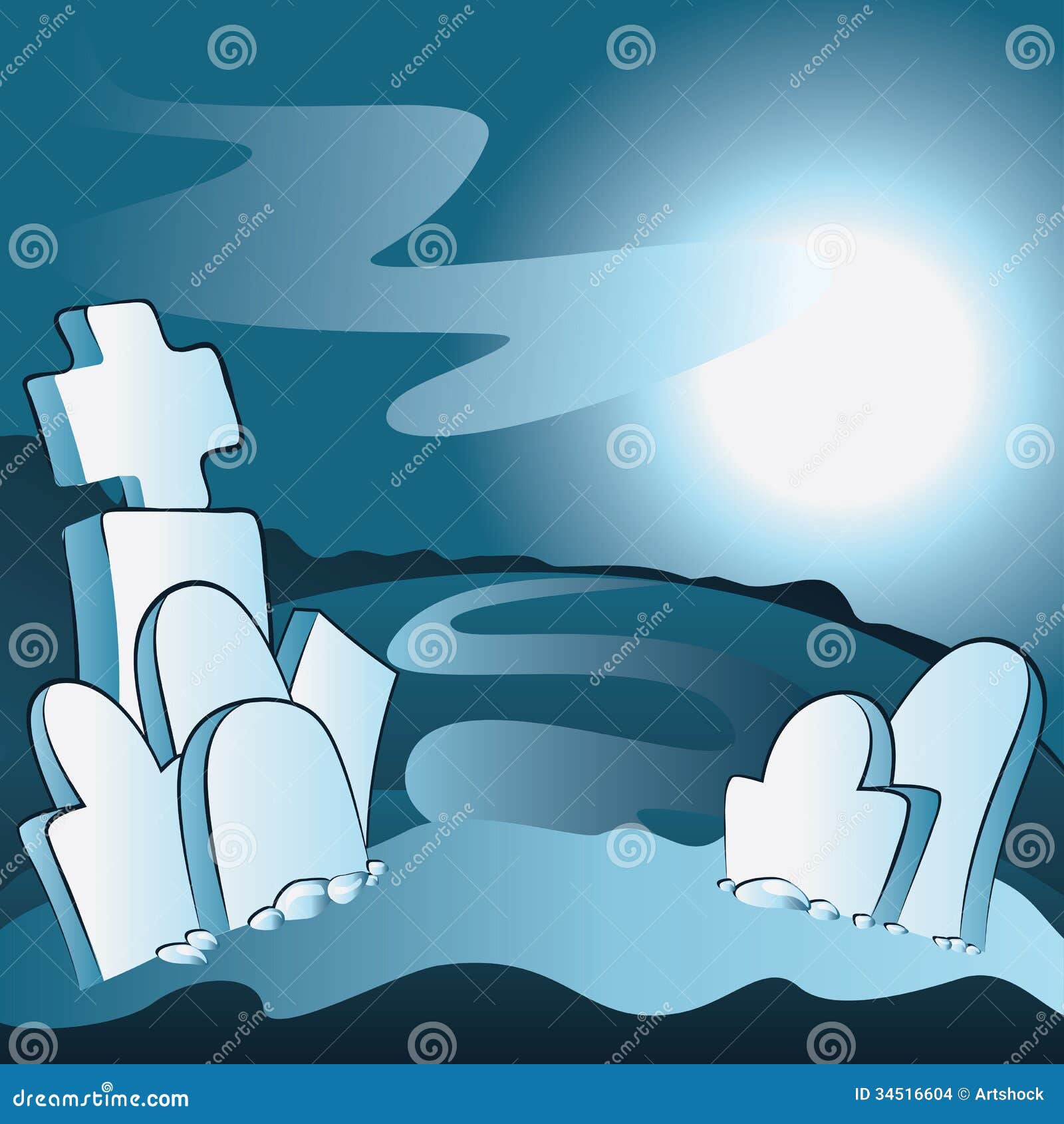 Cimetière De Bande Dessinée Illustration de Vecteur - Illustration du ...