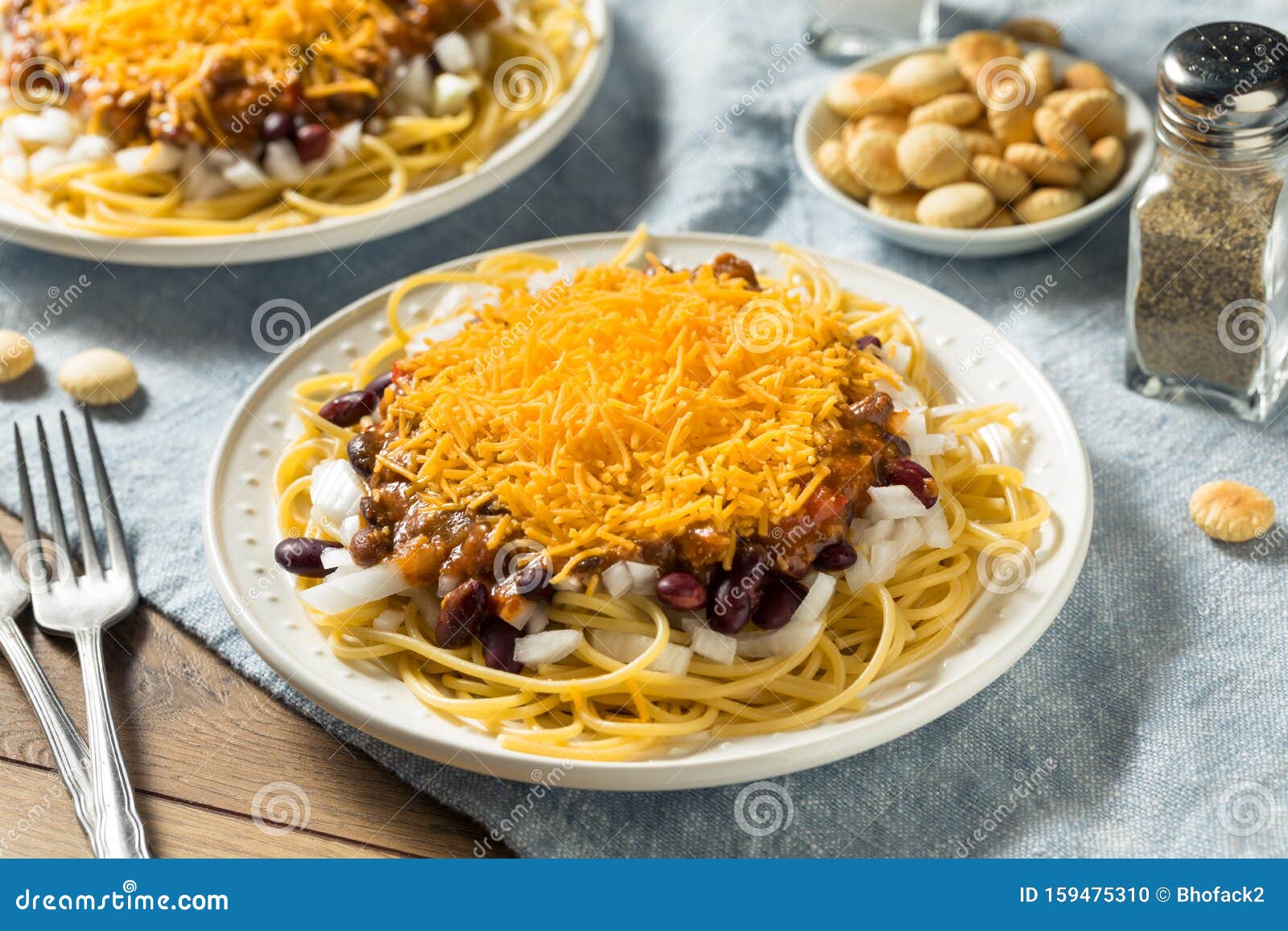Cincinnati Chili Spaghetti Casero Foto de archivo - Imagen de preparado ...