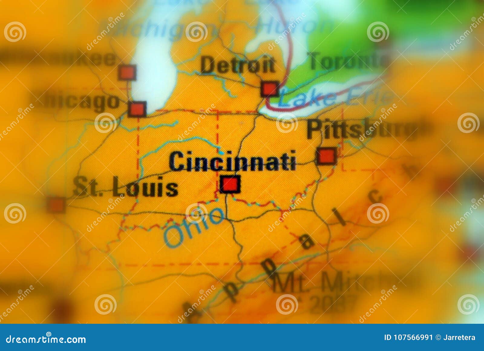 Cincinnati, Ohia - U.S. stock image. Image of cartography - 107566991