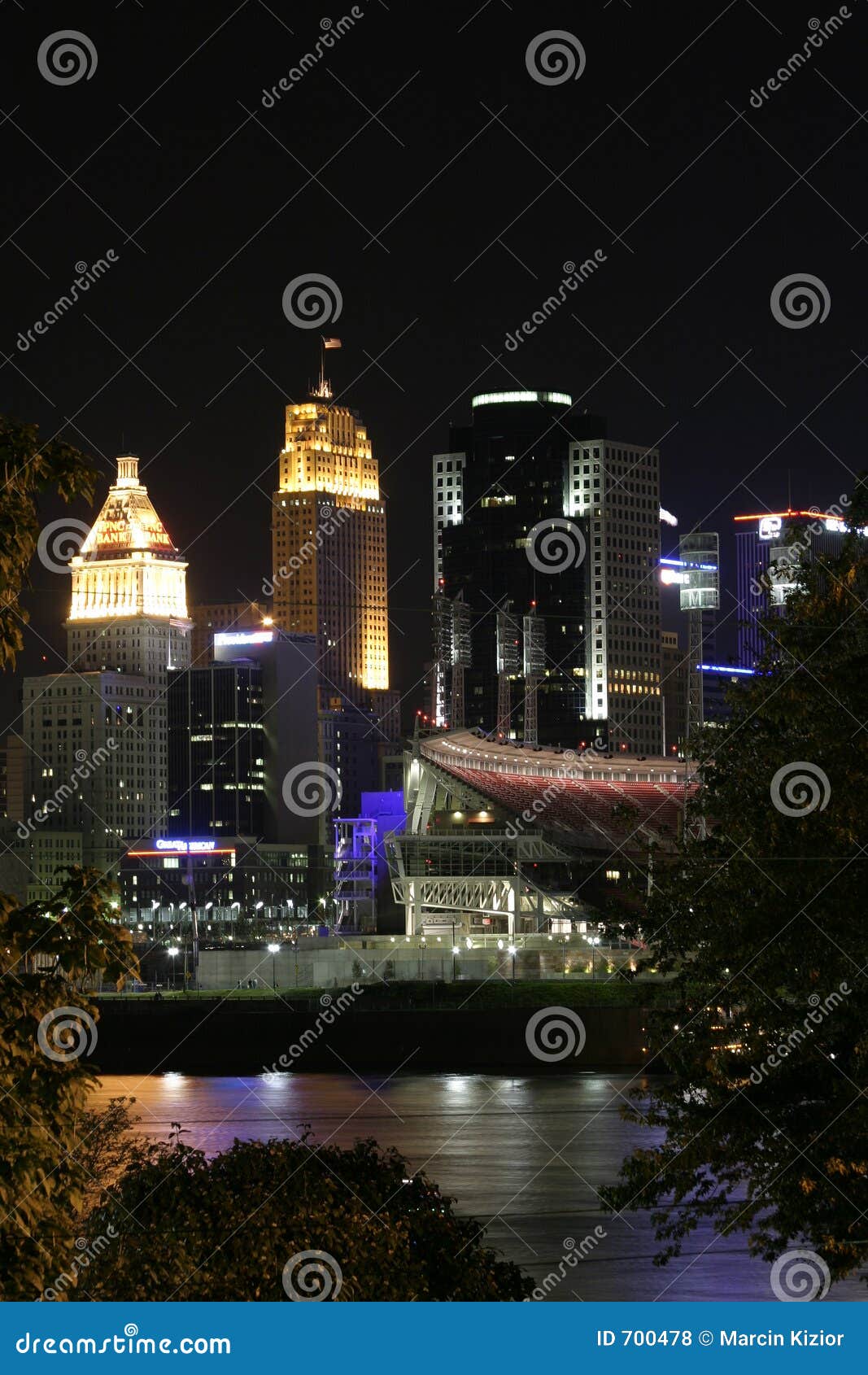 Cincinnati Downtown by Night Stock Photo - Image of city, cincinnati ...