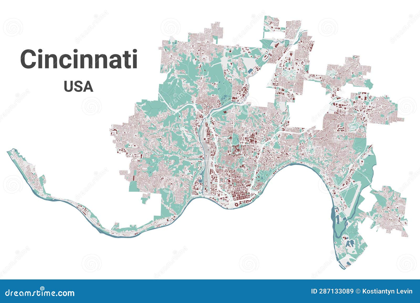 Cincinnati Map, Administrative Area Stock Vector - Illustration of ...
