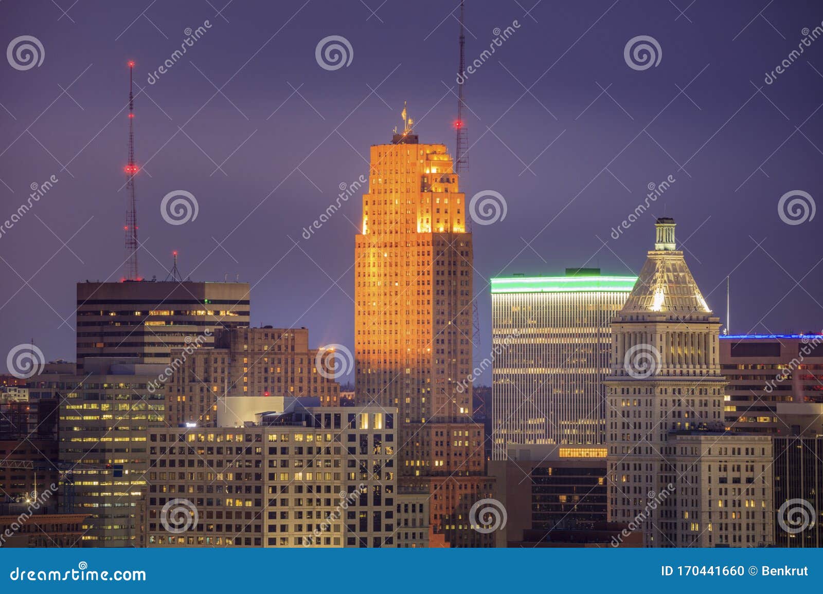 Cincinnati at night stock photo. Image of sunset, city - 170441660