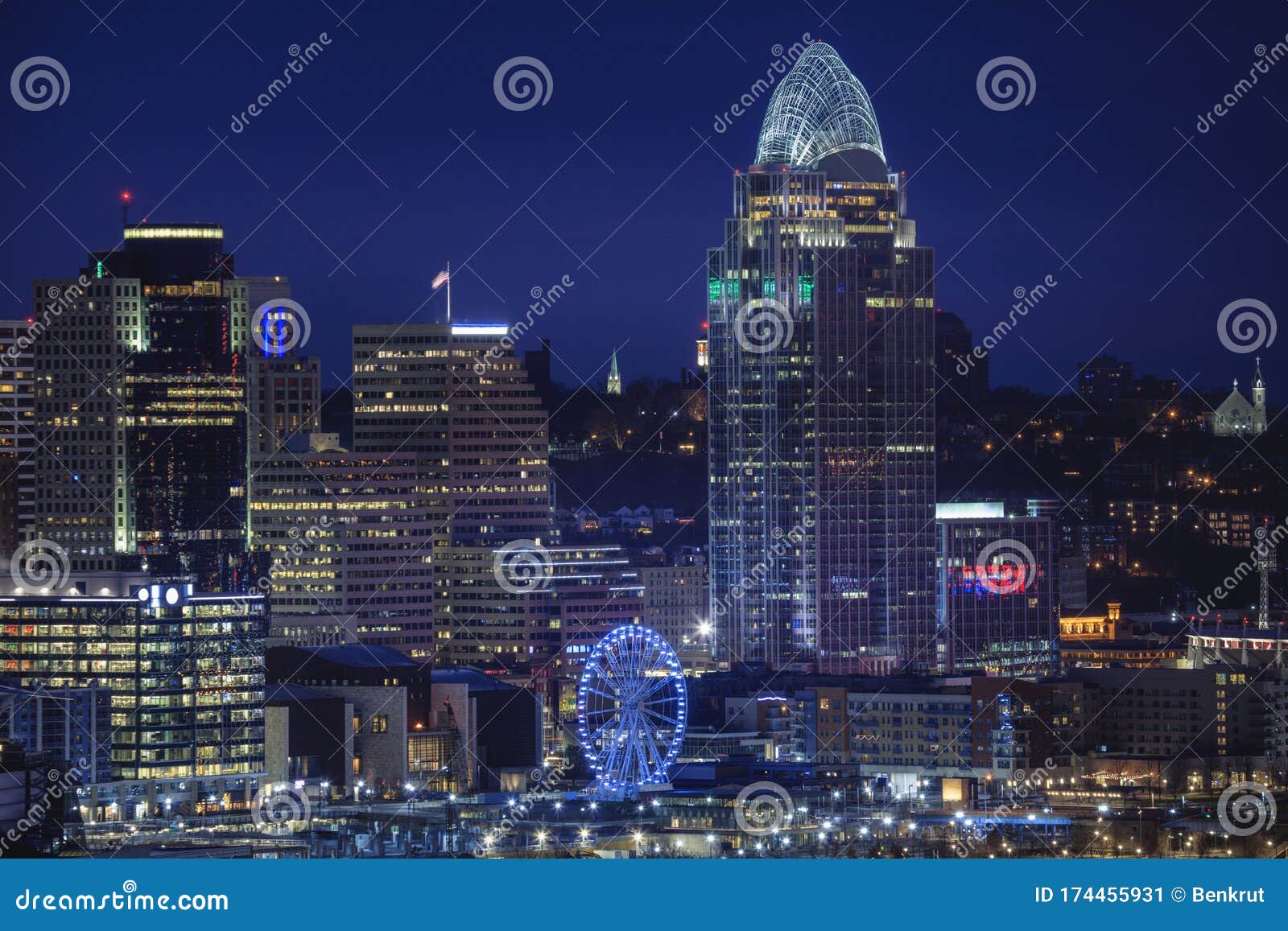 Cincinnati at night stock image. Image of kentucky, panorama - 174455931