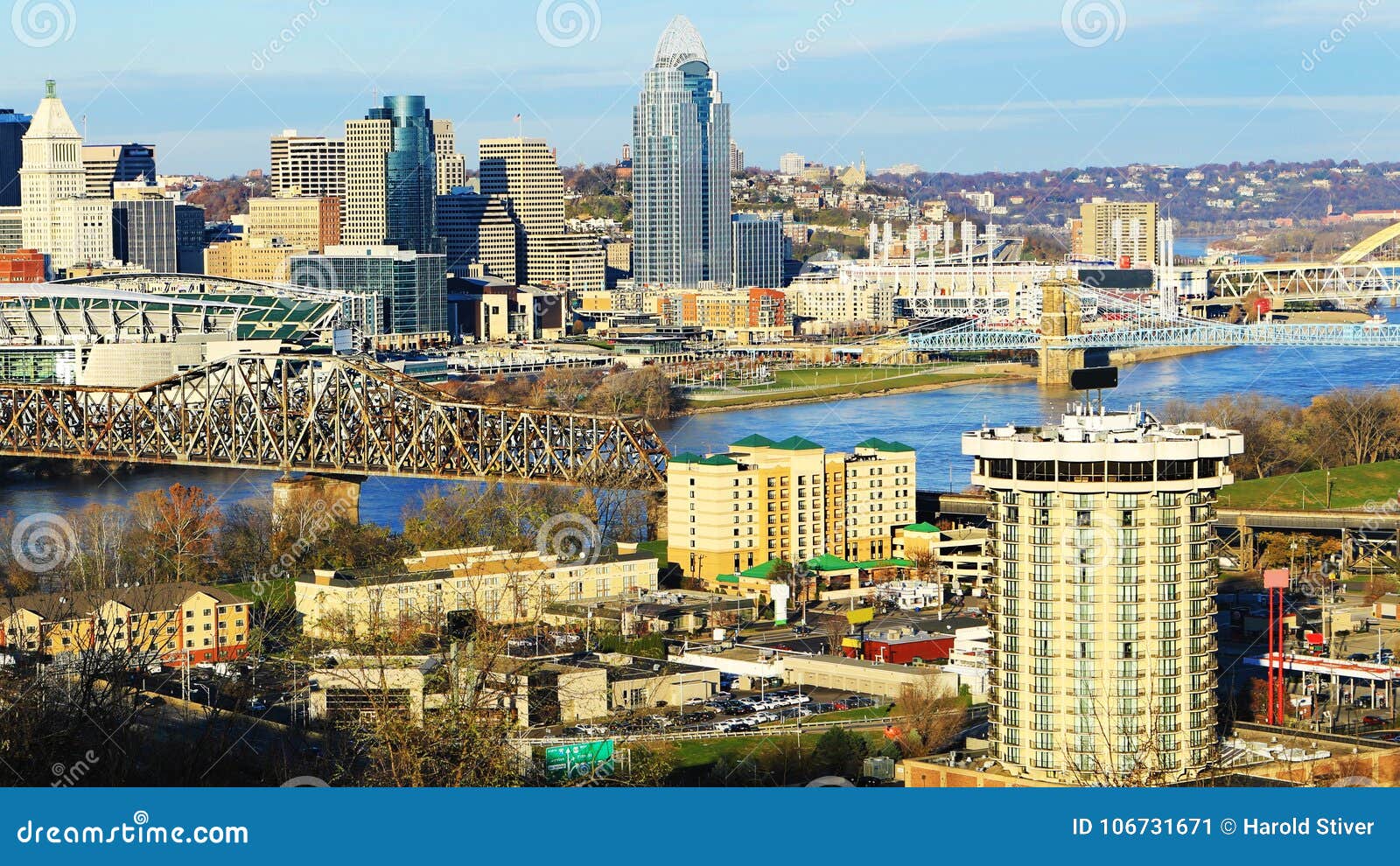 Cincinnati, Ohio City Center Scene Stock Image - Image of buildings ...