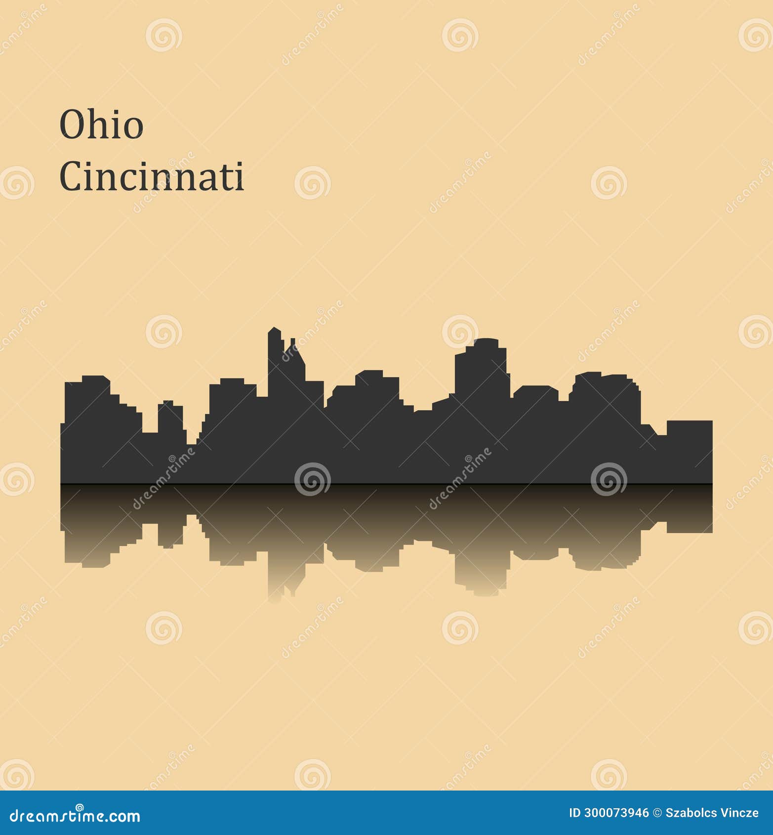 Cincinnati, Ohio City Silhouette Stock Vector - Illustration of outline ...