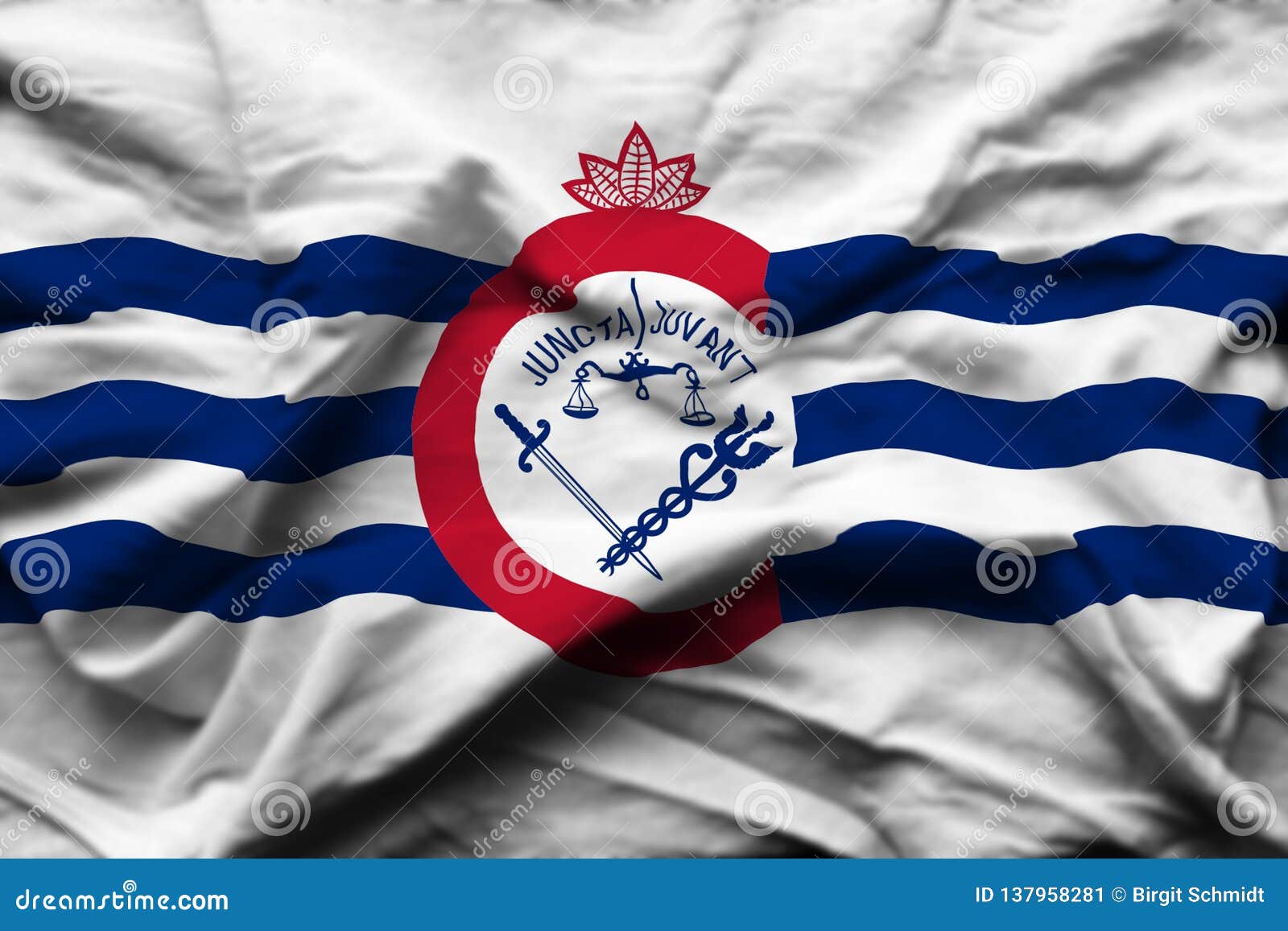 Cincinnati Ohio Realistic Flag Illustration. Stock Illustration ...