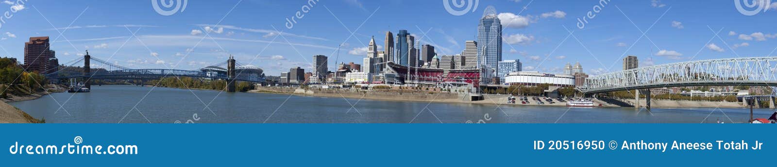 Cincinnati Ohio (panoramic) Editorial Image - Image of riverfront ...