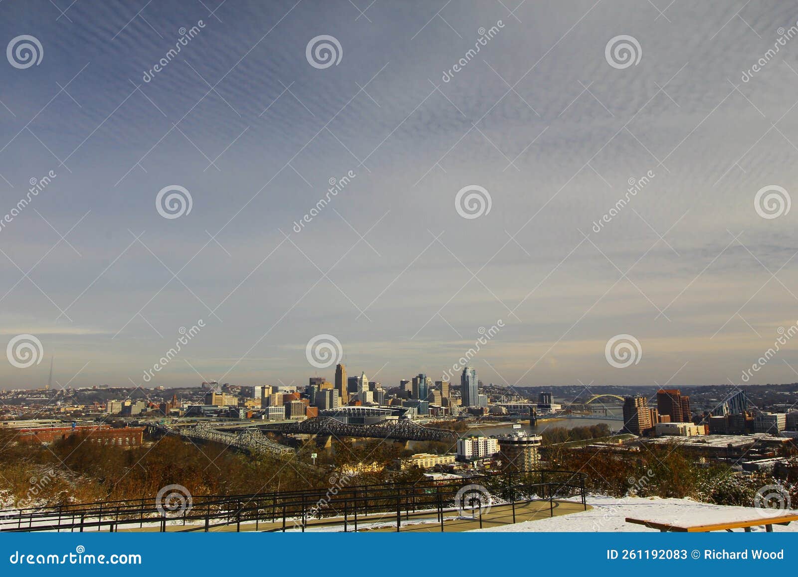 Cincinnati, Ohio Seen after a Light Snow from Devou Park, Kentucky ...