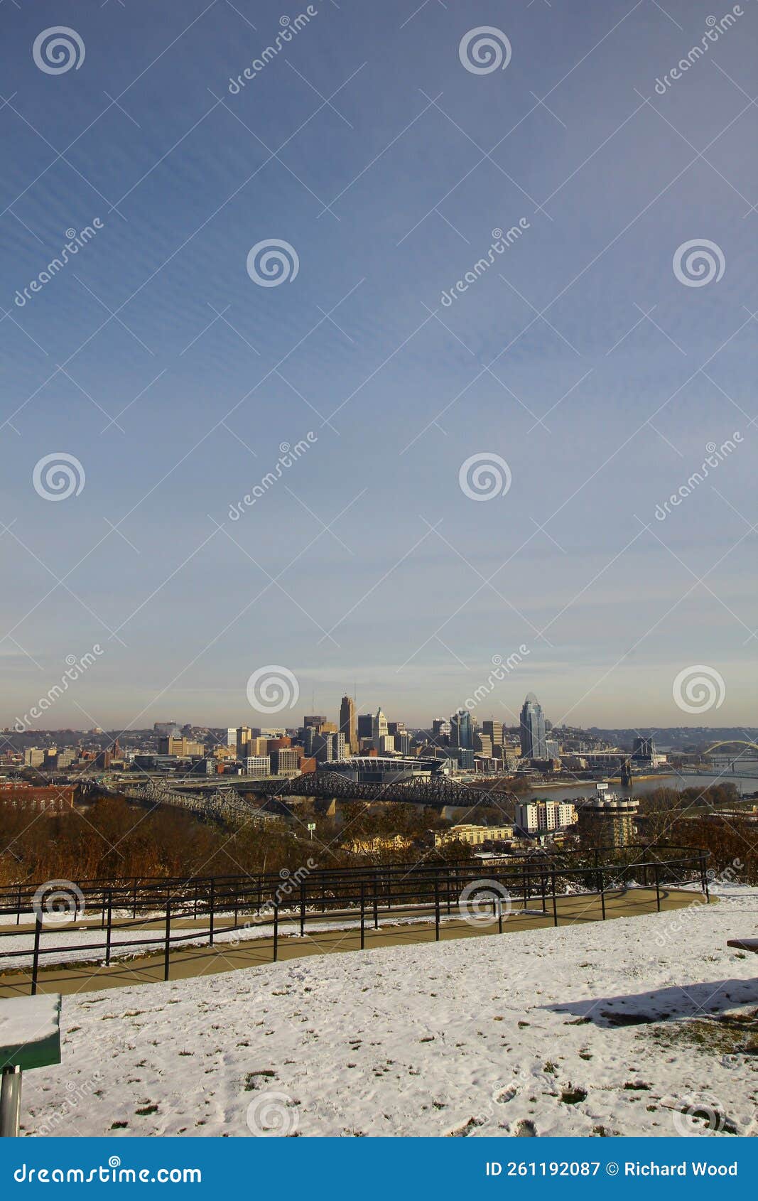 Cincinnati, Ohio Seen after a Light Snow from Devou Park, Kentucky ...