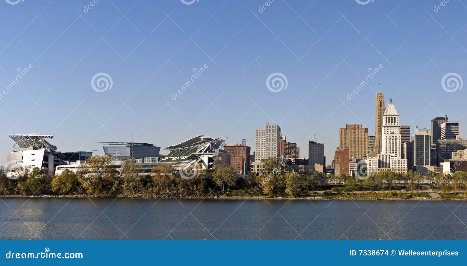 Cincinnati Riverfront stock photo. Image of ohio, stadium - 7338674