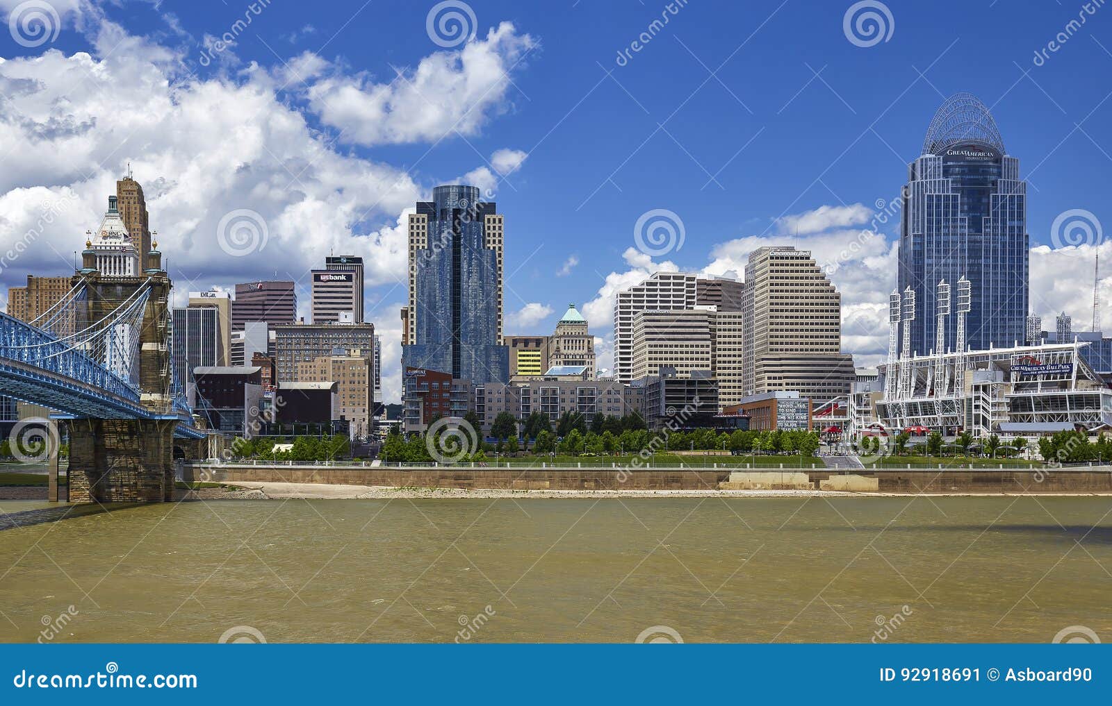 Cincinnati, Ohio Skyline editorial photo. Image of roebling - 92918691