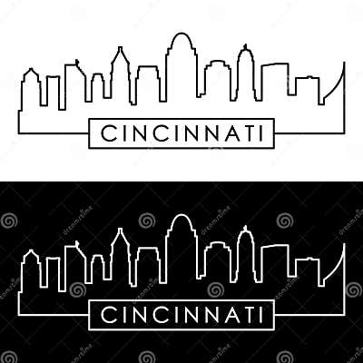 Cincinnati Skyline. Linear Style Stock Vector - Illustration of ...