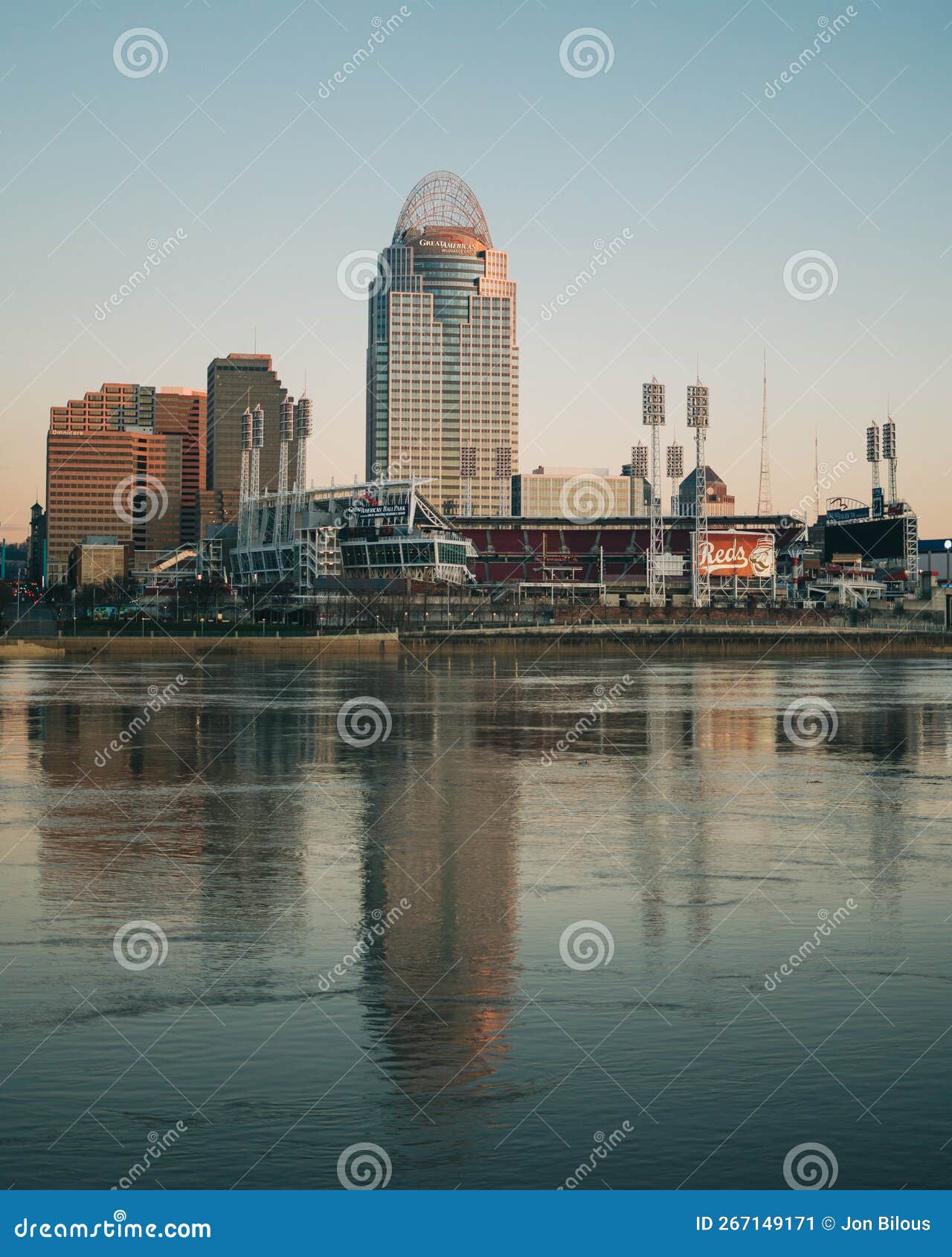 The Cincinnati Skyline and Ohio River, Cincinnati, Ohio Stock Image ...