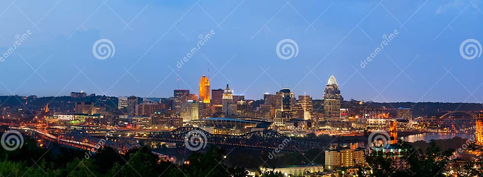 Cincinnati Skyline Panorama. Stock Photo - Image of multiple, bridge ...
