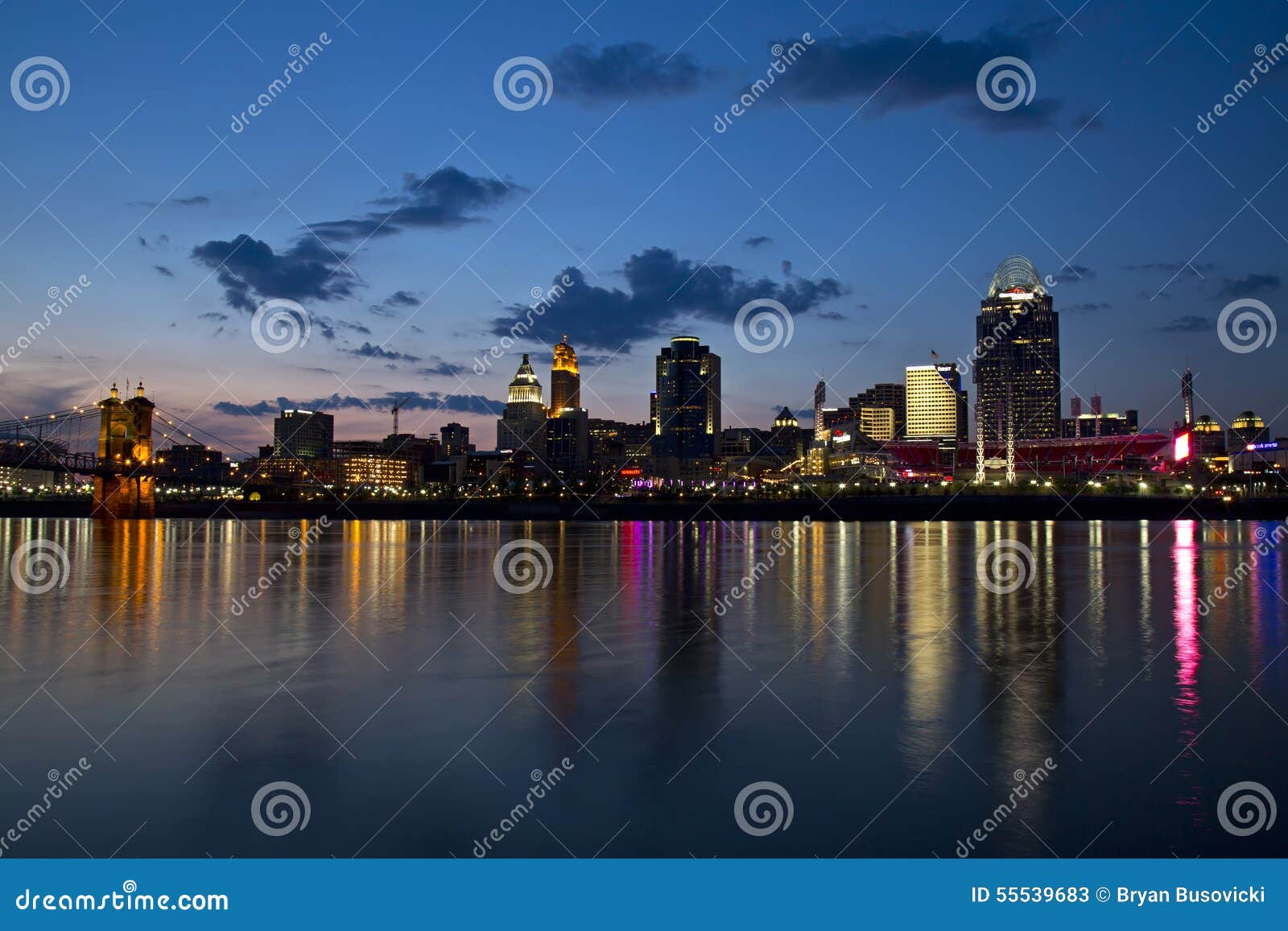 Cincinnati Skyline editorial stock photo. Image of sunset - 55539683