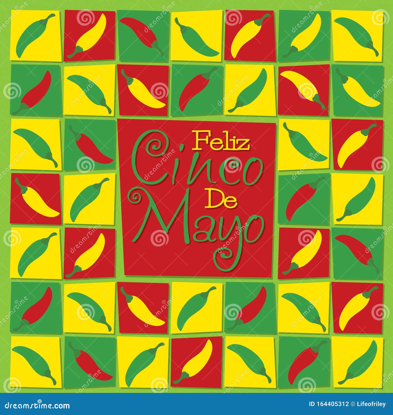 Funky Square Cinco De Mayo Cut Out Card Stock Vector - Illustration of ...