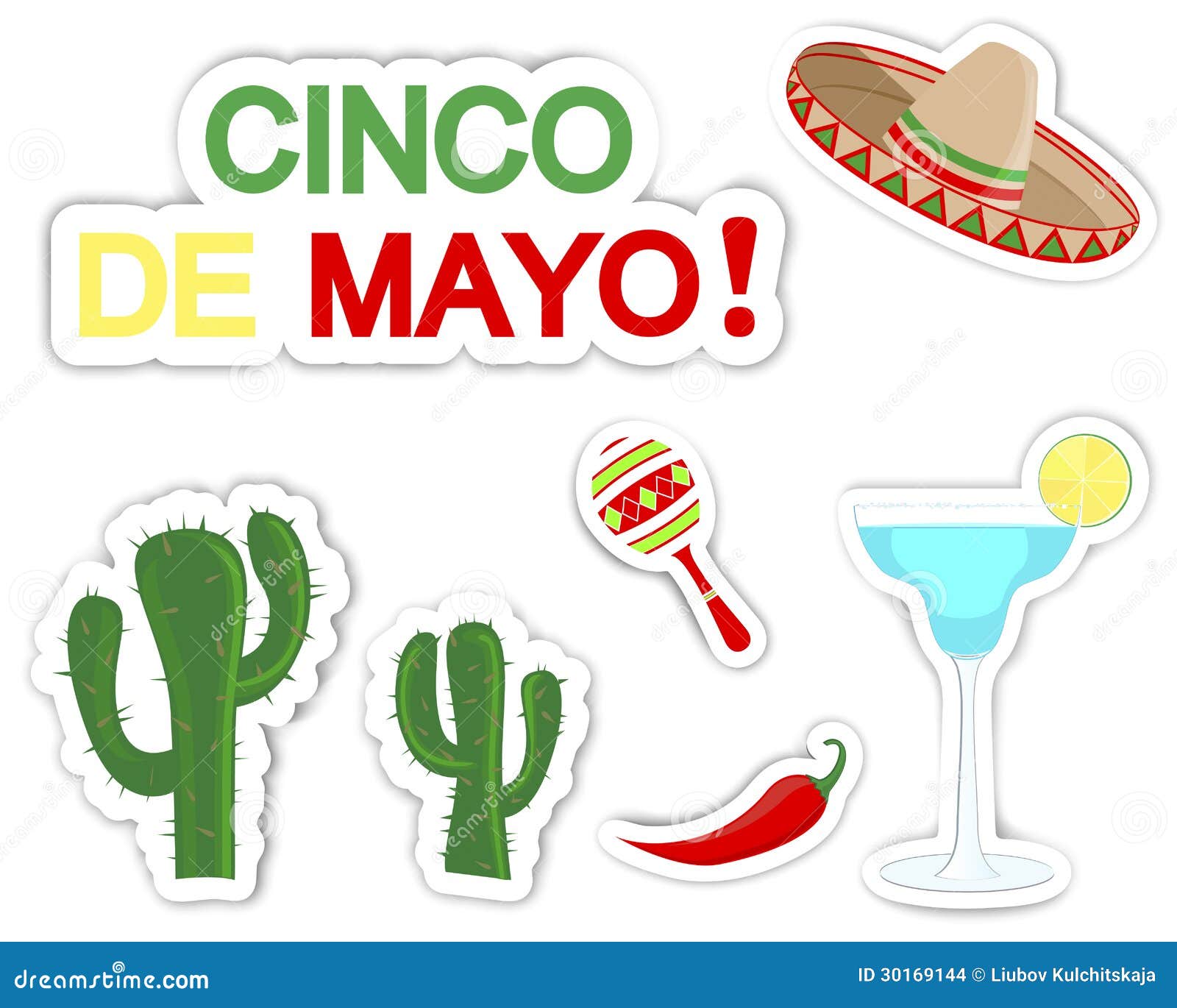 Cinco De Mayo. Set of Stickers. Stock Vector - Illustration of alcohol ...