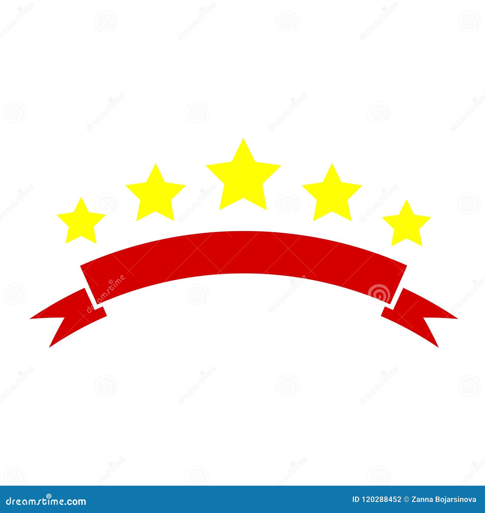 Cinco Estrellas Simples Con Vector Rojo De La Cinta Ilustración del ...
